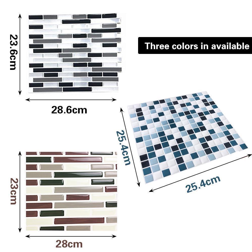 3D Mosaic Tile Self-adhesive Stickers, 4pcs – regnbuetre